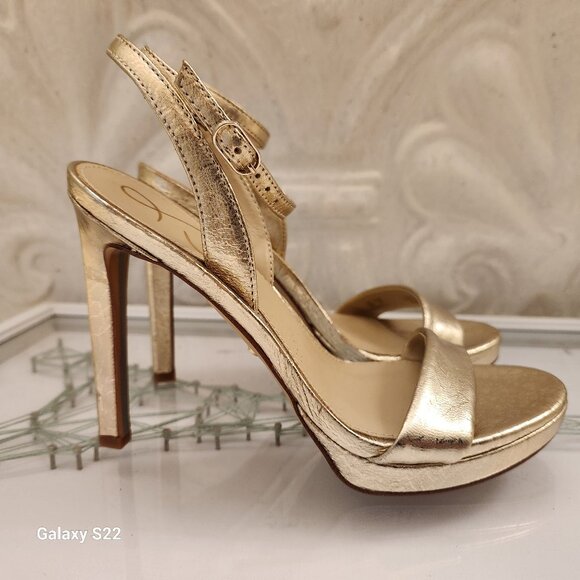 Sam Edelman | Shoes | Sam Edelman Gold Daniella Leather Heeled Sandals ...